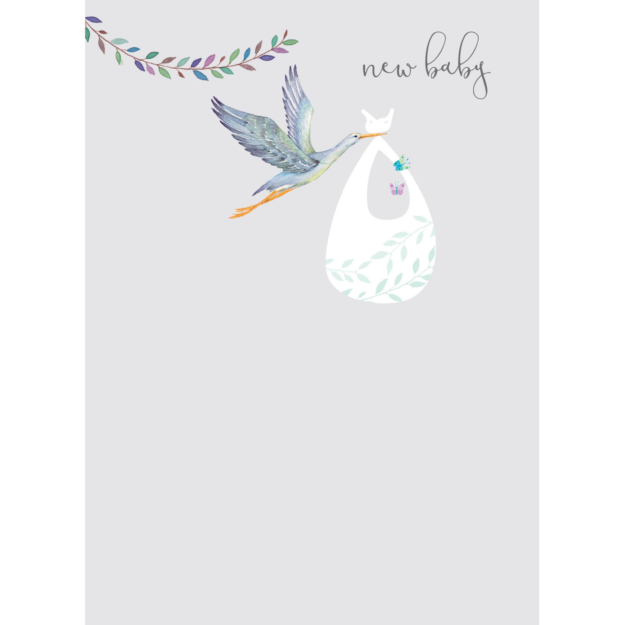 New Baby Card - Stork & Bundle (Boy)