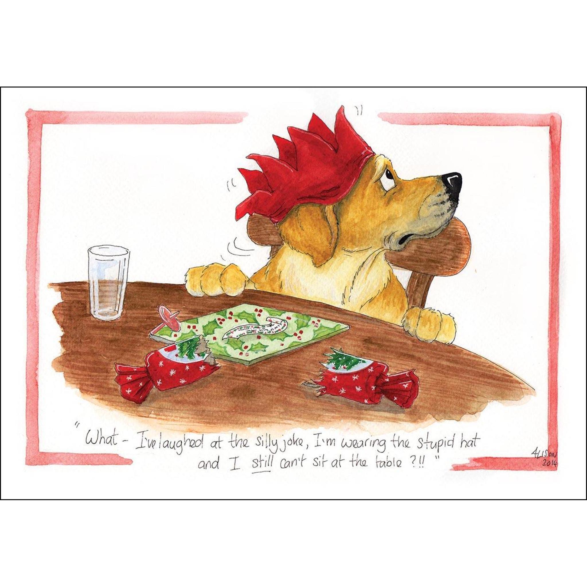 Christmas Card - Alisons Animals - I'm wearing the silly hat....